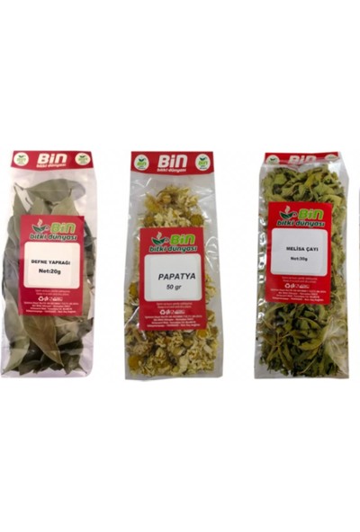Bin Bitki Dünyası Melisa 30 gr + Papatya 50 gr + Defne 20 gr 3'lü