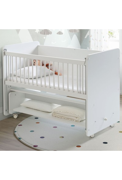 Baby When BW1090 - Pratik Sallanır Tekerlekli Anne Yanı Bebek Beşik 60 x 120 cm Beyaz Baby When BW1090 - Pratik Sallanır Tekerlekli Anne Yanı Bebek Beşik 60 x 120 cm Beyaz