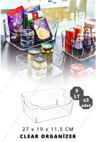 Lira 3 Adet Clear Buzdolabı & Dolap Içi Düzenleyici Tezgah Üstü Organizer 5lt (27X19X11,5CM) Lira 3 Adet Clear Buzdolabı & Dolap Içi Düzenleyici Tezgah Üstü Organizer 5lt (27X19X11,5CM)
