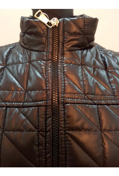 Mimonia Siyah Kapitone Uzun Yelek Kare