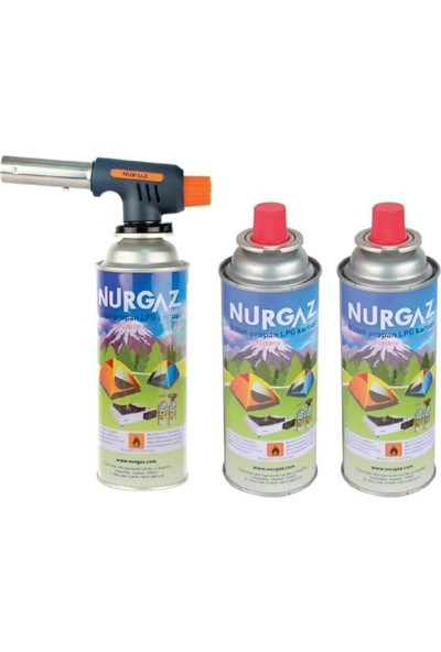 Nurgaz 3 Adet 220GR Kartuş Tüp Turbo Torch Pürmüz Nurgaz 3 Adet 220GR Kartuş Tüp Turbo Torch Pürmüz