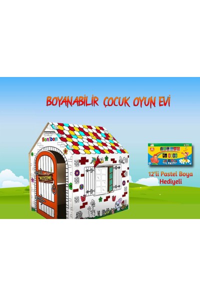 Kanas Karton Boyama Evi Oyun Çadırı + Pastel Boya Kanas Karton Boyama Evi Oyun Çadırı + Pastel Boya