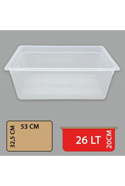 Kumsal Mutfak 1/1 Gastronorm Küvet 530*325*200 Pp (BO1165)