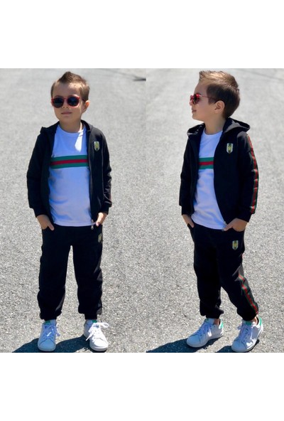 Enza Moda Klasik Siyah Erkek Çocuk Eşofman Takımı Enza Moda Klasik Siyah Erkek Çocuk Eşofman Takımı