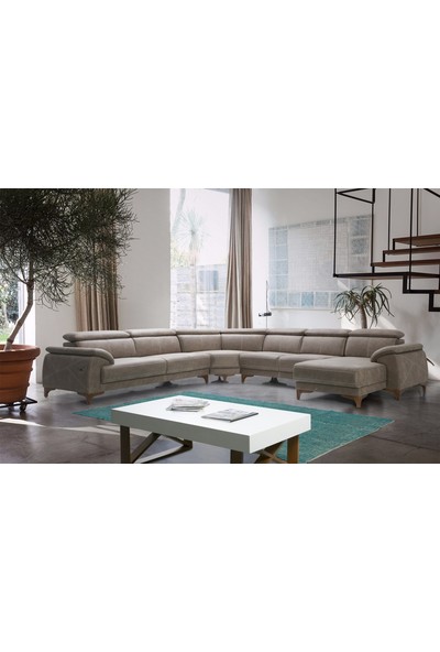 Dekorbizden Oscar U Köşe Koltuk Takımı Kahve