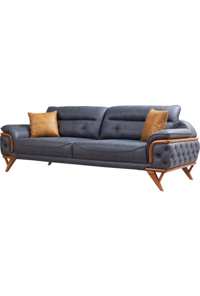 Dekorbizden Destina Mavi Üçlü Koltuk