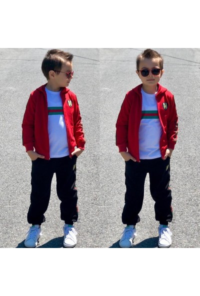 Enza Moda Klasik Kırmızı Erkek Çocuk Eşofman Takımı Enza Moda Klasik Kırmızı Erkek Çocuk Eşofman Takımı