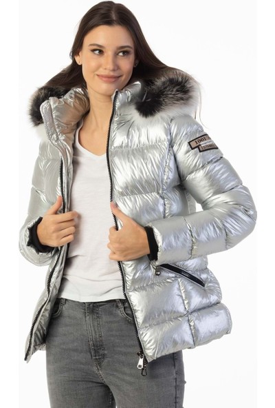 1001mont Kadın Gümüş Kısa Çıkarılabilir Kürk Kapüşonlu Dolgulu Su Itici Şişme Mont 8530 1001mont Kadın Gümüş Kısa Çıkarılabilir Kürk Kapüşonlu Dolgulu Su Itici Şişme Mont 8530