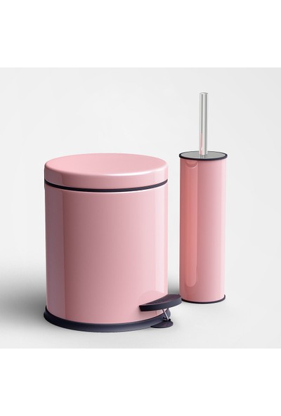 Alper Banyo Pembe 5 Lt Çöp Kovası Klozet Fırçası 2'li Banyo Seti ALB0146 Alper Banyo Pembe 5 Lt Çöp Kovası Klozet Fırçası 2'li Banyo Seti ALB0146