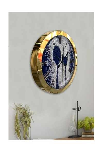 Bahattedarik Altın Varaklı Aşçı Mutfak Salon Duvar Saati Metal Çerçeve 36 cm