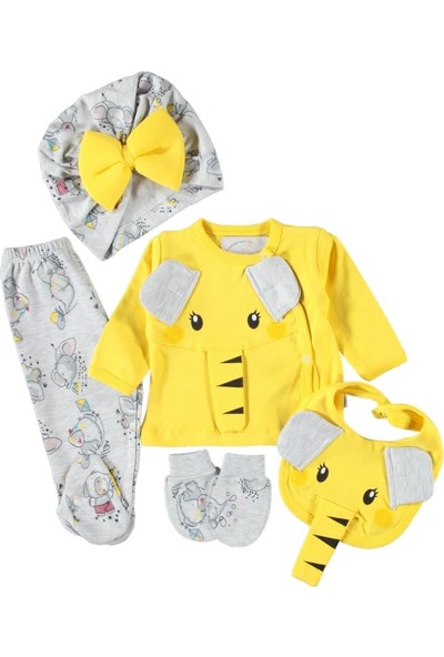 Paketle Express Fil Figürlü 5'li Kız Zıbın Takımı 3 Ay