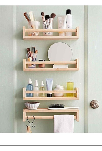 Mek Ahşap Çocuk Duvar Rafı 4'lü Ters Düz Model