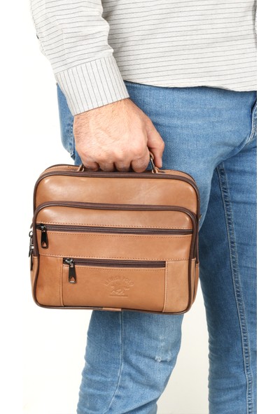 Hakan Çanta Byhakan NW-3005 Büyük Boy Hakiki Deri Kasalı Erkek El ve Omuz Çantası