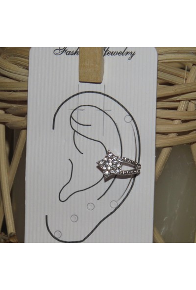 AE Olmens Zirkon Taş Yıldız Figürlü Çelik Silver Kıkırdak Küpe