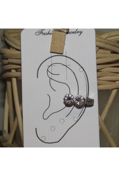 AE Olmens Zirkon Taş Sonsuzluk Işareti Çelik Silver Kıkırdak Küpe