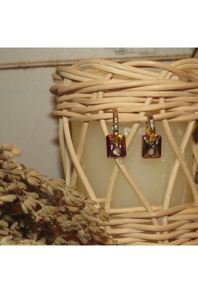 AE Olmens Zirkon Taş Renkli Çelik Gold Küpe