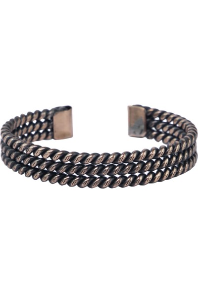 LC 19 El Yapımı 3'lü Burma Dövülmüş Kalın Saf Bakır Bilezik Manyetik Alan Romatizma Bilekliği Unisex 55 Gram