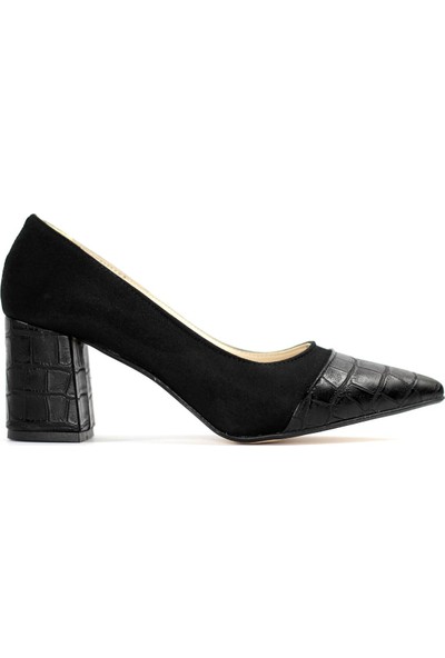 Pabucchi Büyük Numara Sivri Burun Stiletto Ayakkabı HOZZ000908-SIYAH