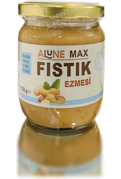 Alune Max Şekersiz Sade Fıstık Ezmesi 350 gr 2 (Fıstık Parçacıklı) Glutensiz