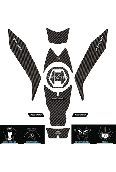 Calibrex Bajaj Pulsar RS200 Karbon Tank Pad + Far Kaşı Calibrex Calibrex Bajaj Pulsar RS200 Karbon Tank Pad + Far Kaşı Calibrex