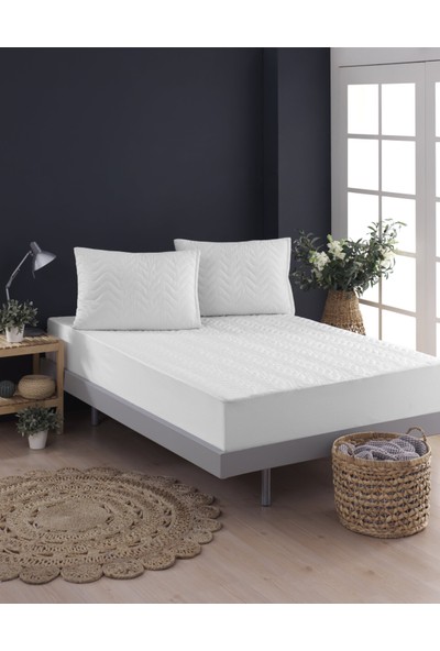 Vessino Home Kapitoneli Fitted Beyaz Yatak Koruyucu Tek Çift Kişilik Su Sıvı Geçirmez Terletmeyen Yatak Alezi