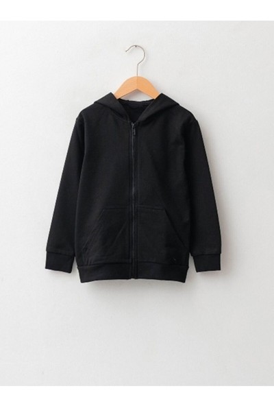 Nacar Çarşı UnisexÇocuk Kapüşonlu Fermuarlı Üç Iplik Kışlık Siyah Polar SweatshirtHırka Nacar Çarşı UnisexÇocuk Kapüşonlu Fermuarlı Üç Iplik Kışlık Siyah Polar SweatshirtHırka