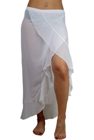 Pembe Deniz Valonlu Beyaz Uzun Pareo Etek Pembe Deniz Valonlu Beyaz Uzun Pareo Etek