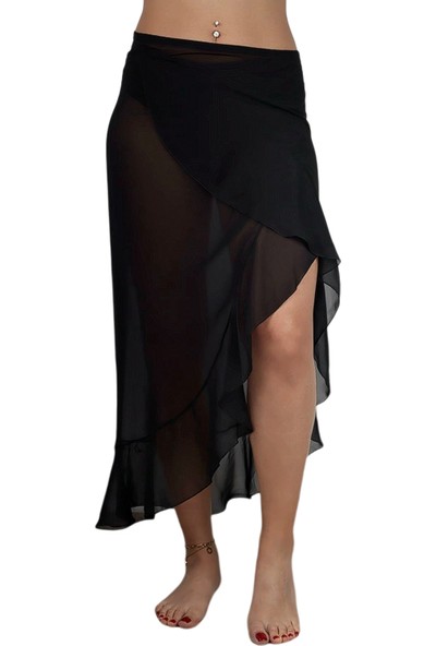 Pembe Deniz Valonlu Siyah Uzun Pareo Etek Pembe Deniz Valonlu Siyah Uzun Pareo Etek