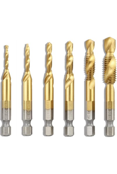 Skyline Store 6 Adet Titanyum Kaplı Hss Spiral Flüt Şaft Vida Kılavuz Çekme Alet Seti (Yurt Dışından) Skyline Store 6 Adet Titanyum Kaplı Hss Spiral Flüt Şaft Vida Kılavuz Çekme Alet Seti (Yurt Dışından)