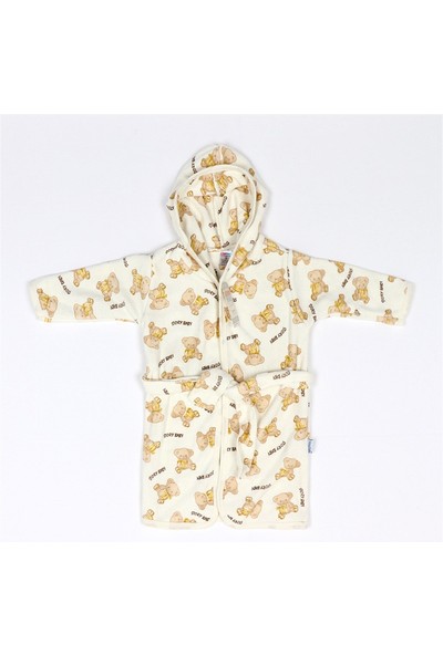 Bebelive Kahverengi Ayıcıklı Bebek Bornoz 0-12 Ay