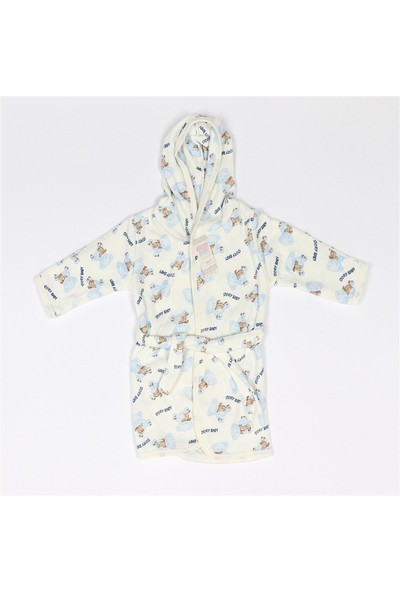 Bebelive Mavi Ayıcıklı Bebek Bornoz 0-12 Ay
