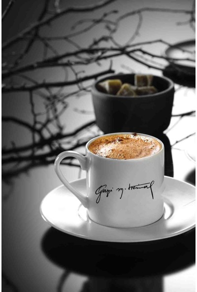 Lion Print Art Gazi Mustafa Kemal Atatürk Imzalı Baskılı Kahve Fincanı