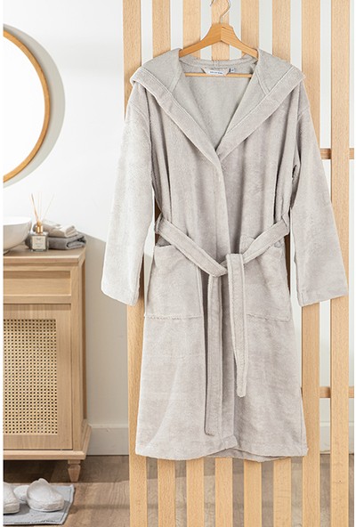 English Home Softy Triga Pamuklu Bornoz S-M Gri