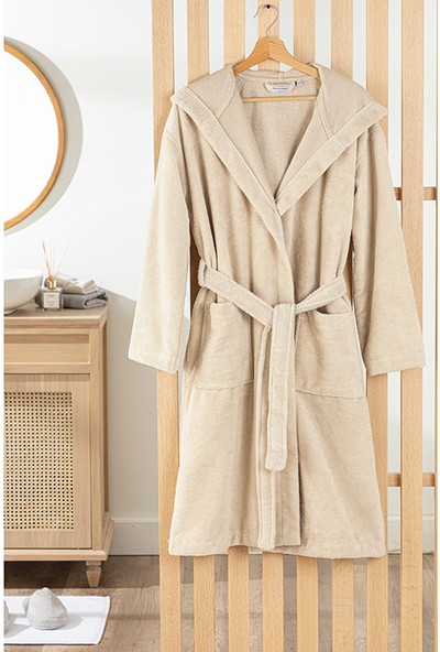 English Home Softy Triga Pamuklu Bornoz S-M Bej