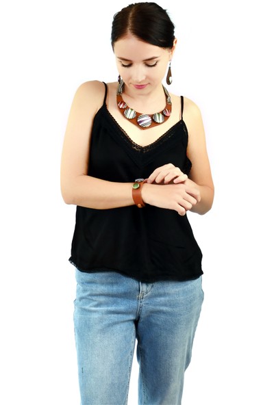 Kutnium Silk & Accessories Leyla Kutnu & Deri Takı Seti Kahverengi Kutnium Silk & Accessories Leyla Kutnu & Deri Takı Seti Kahverengi