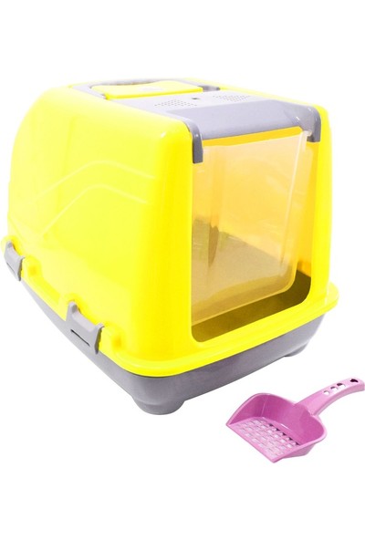 Cadopet Iki Kademeli Kapalı Kedi Tuvaleti 37 x 50 x 36 cm Sarı