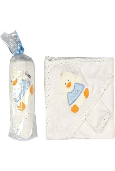 Bebelive Ördek Nakışlı Havlu Lif Seti Mavi