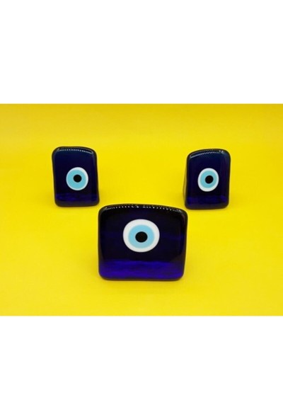 Trend Dünyası Trenddünyası 3 Adet Piramit Üçgen Masa Üstü Saf Cam Nazar Boncuk