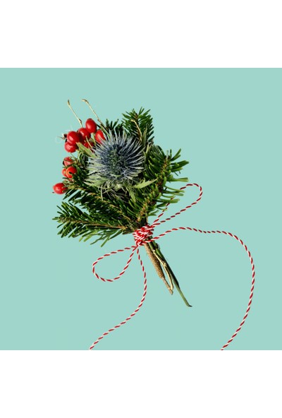 Casa Florista Yılbaşı Paket Süsü Kırmızı Mavi Gül