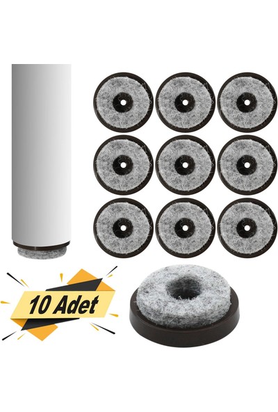 BADEM10 Masa Sandalye Parke Zemin Koruyucu Keçe Vidalı 24 mm (10 Adet)