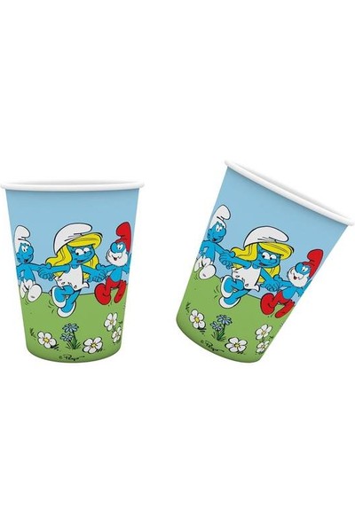 Alsepetavm Şirinler Temalı Karton Bardak 180/200 cc (8 Adet)