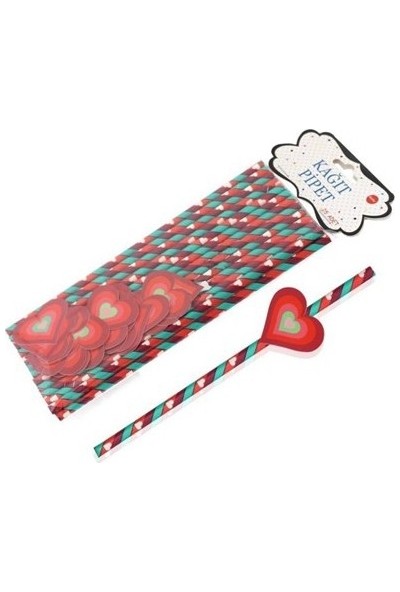 Alsepetavm Süslü Kağıt Pipet 20CM - Kalp - 25 Adet Alsepetavm Süslü Kağıt Pipet 20CM - Kalp - 25 Adet