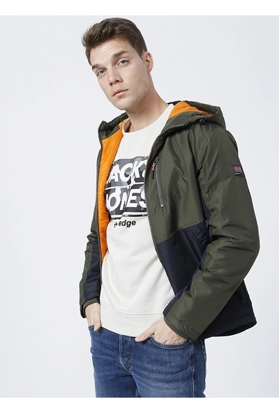 Jack & Jones 12190002_Jjfaster Jacket Düz Yaka Regular Fit Düz Haki Erkek Mont