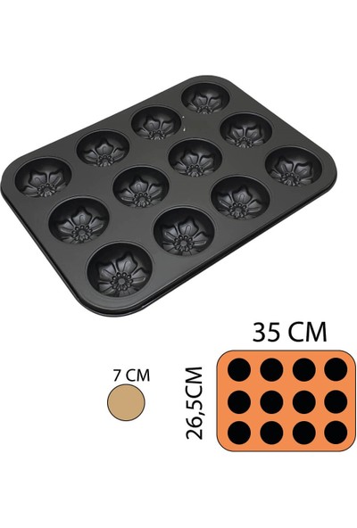 Kumsal Mutfak Çiçek Desenli 12'li Kek ve Kurabiye Kalıbı (SA1981) Kumsal Mutfak Çiçek Desenli 12'li Kek ve Kurabiye Kalıbı (SA1981)