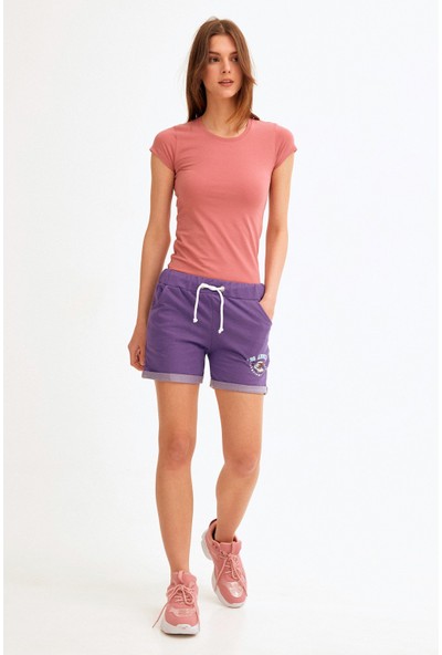 FullaModa Kartal Baskılı Mini Şort