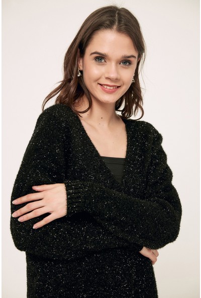 FullaModa Simli Triko Hırka