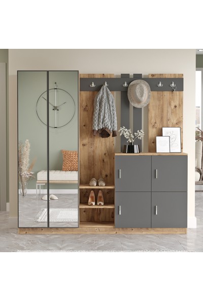 Robin Home Lora Vestiyer Portmanto Ayakkabılık Çam-Antrasit Robin Home Lora Vestiyer Portmanto Ayakkabılık Çam-Antrasit