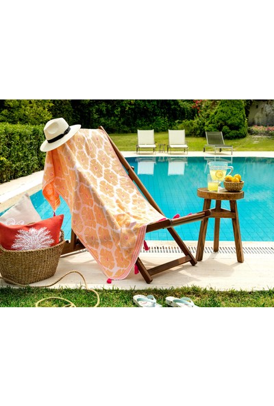 Madame Coco Amelie Jakarlı Peştemal - Sarı / Pembe -90 x 170 cm Madame Coco Amelie Jakarlı Peştemal - Sarı / Pembe -90 x 170 cm