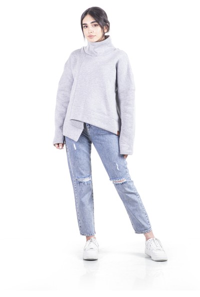 Wolo - Asimetrik Kesim Boğazlı Pamuklu Sweatshirt