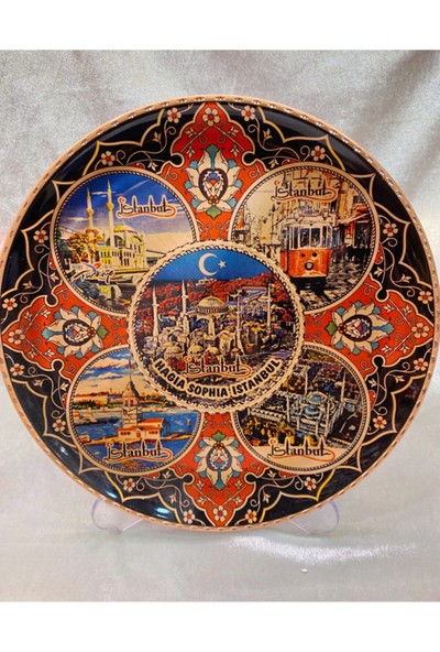 Turk Art Gallery Bakır Tabak Istanbul Desenli Duvar Süsü Turk Art Gallery Bakır Tabak Istanbul Desenli Duvar Süsü